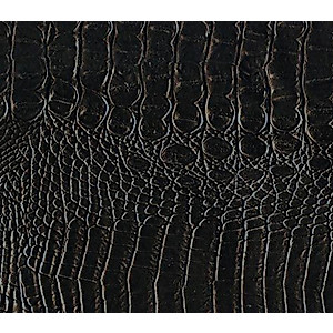 Vinyl Crocodile Allie Fake Leather Upholstery 54" Wide Fabric by The Yard (Black)