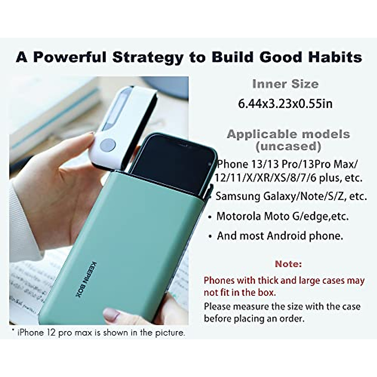 Portable Lock Box with Timer for iPhone and Android Phone, Help to Be Self-Discipline and Focus to Achieve Goals, Prevent Phone Addiction (M, Green)