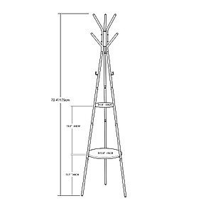 Kiimeey Coat Rack Industrail Metal Freestanding Corner Coat Stand With 2 Shelf