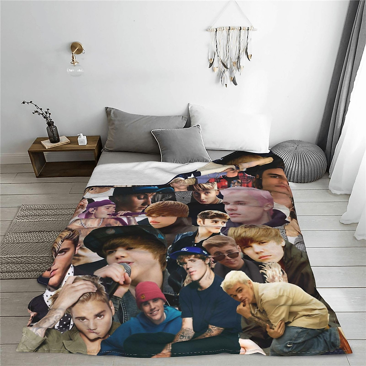 Singer Justin Blanket Throw Blanket Soft Plush Travel Blanket for Bedroom Living Room Couch Office All Season Gift for Women Men Girls Boys 50"x40"