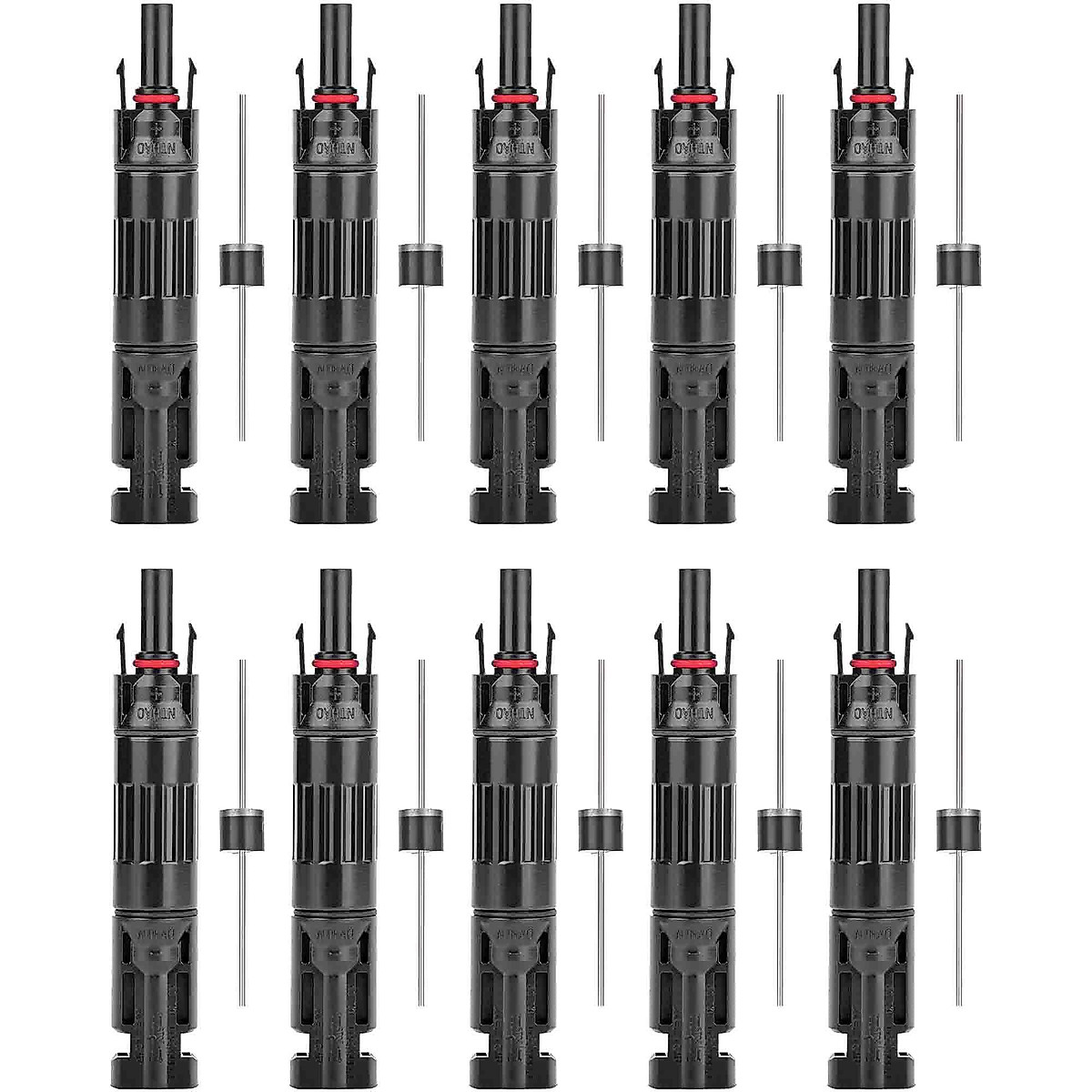 Jtron 10 PCS PV Solar Panel Connector Male/Female 20A Built-in Diode Inline Fuse Solar Wire Connectors Waterproof Anti-backflow (20A)