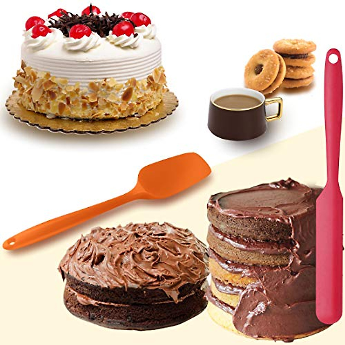 Multicolor Silicone Spatula Set - 446°F Heat Resistant Rubber Spatulas for Cooking,Baking,Mixing.One Piece Design with Stainless Steel Core.Nonstick Cookware friendly,BPA-Free,Dishwasher Safe