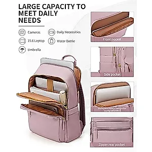 Laptop Backpack Women Teacher Backpack Work Computer Backpack with Laptop Compartment College Waterproof Anti Theft Backpack Casual Daypack Business Travel Backpack for Women Carry On Bag Pink