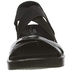 ECCO Women's Flowt Elastic Sandal, Black, 7-7. 5
