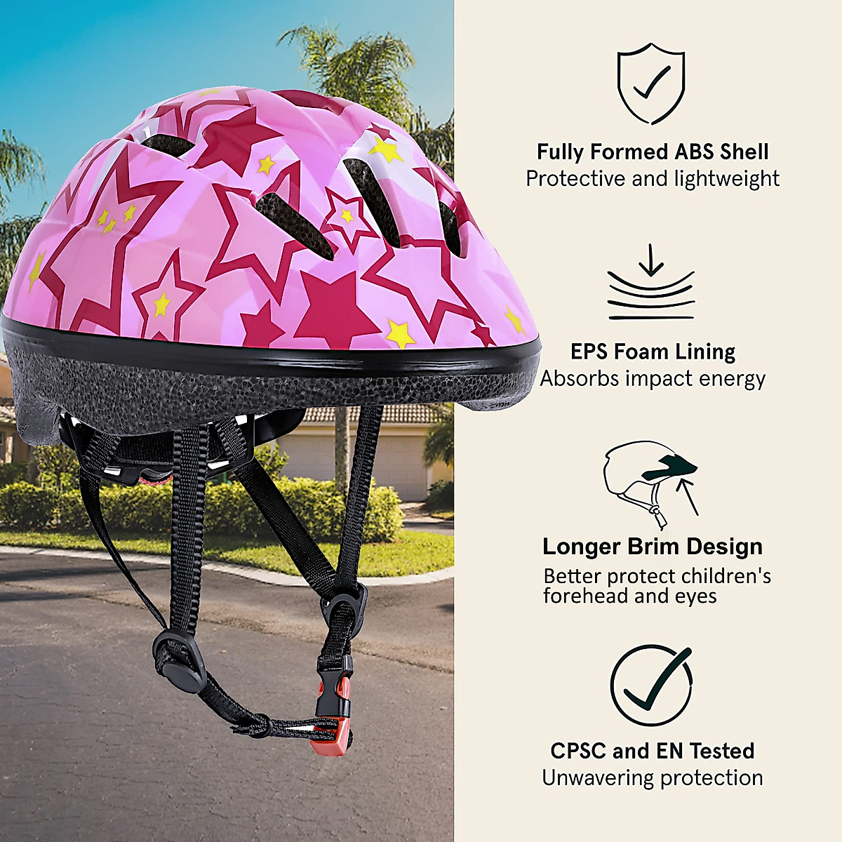 Asslen Kids Bike Helmet Suitable for Ages 3-8 Years Boys Girls, Adjustable Toddler Helmet with Knee Elbow Pads Wrist Guards Sports Protective Gear Set for Bike Bicycle Skateboard Scooter-Pink