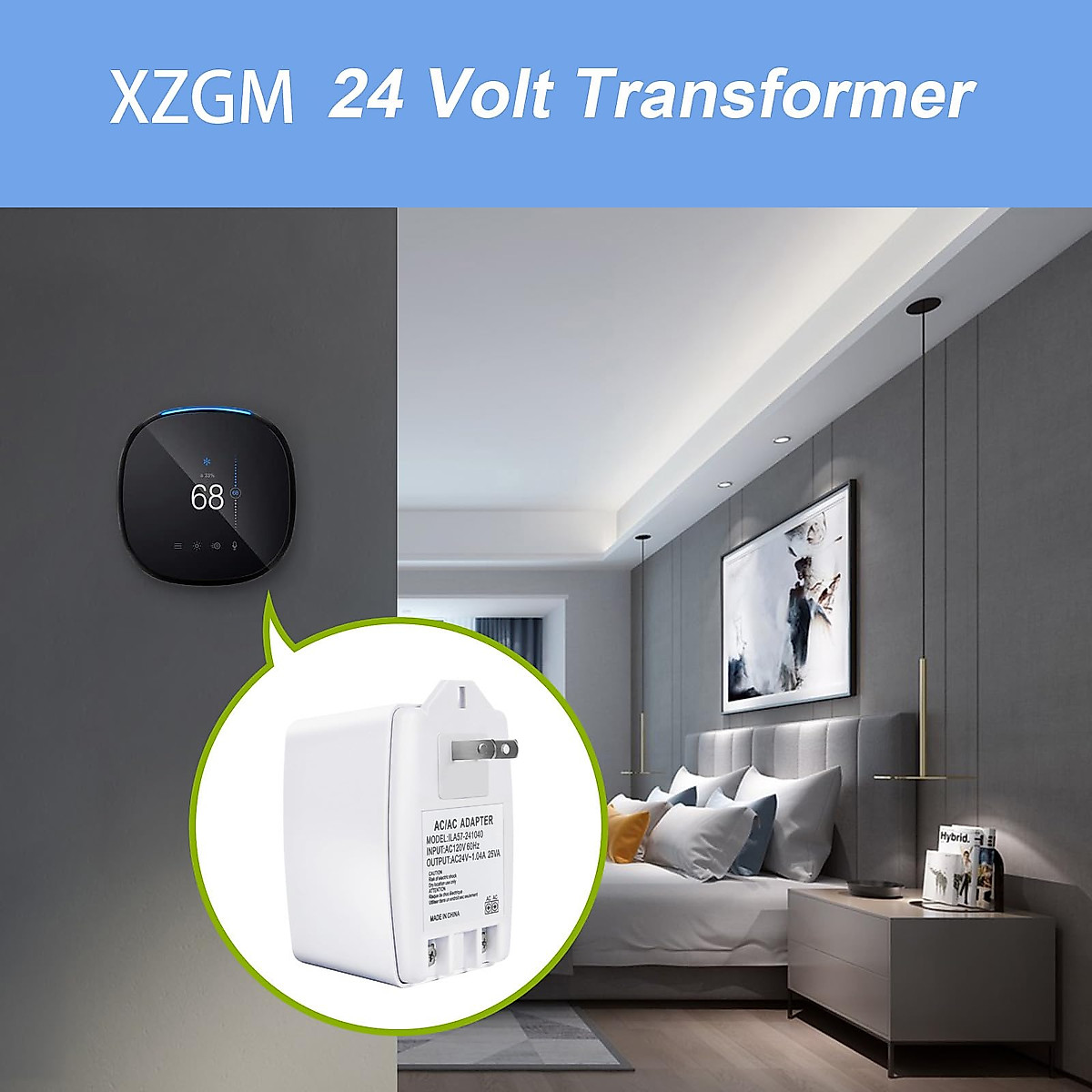 24V AC Transformer, 24 Volt 25VA Door Bell Transformers Compatible with Nest, Ecobee, Sensi, Honeywell, Nest Hello and All Versions of Ring Doorbells Thermostat