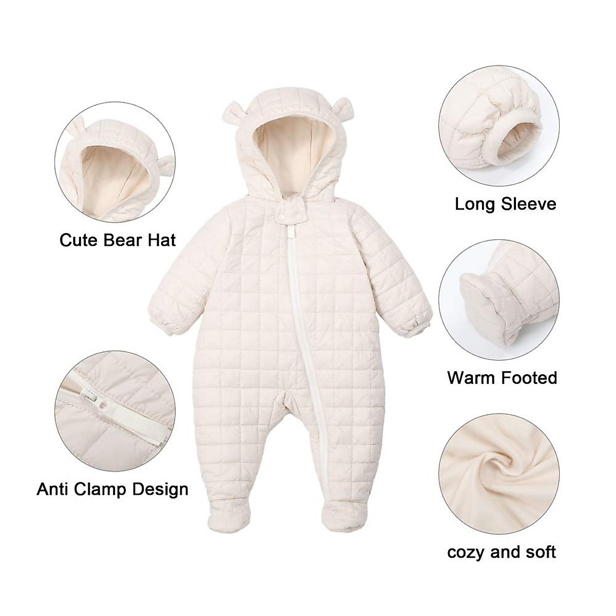 Baby Girl Boy Snowsuit 0-3 months Down Jacket Hooded Romper Jumpsuit Infant Spring Winter Outwear