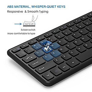 Wireless Keyboard Mouse Combo, Full-Sized 2.4GHz Ultra Thin Silent Cordless Keyboard Mouse Sets with Number Pad & 3 Adjustable DPI for Computer, Laptop, PC, Desktop, Notebook, Windows 7, 8, 10 (Black)