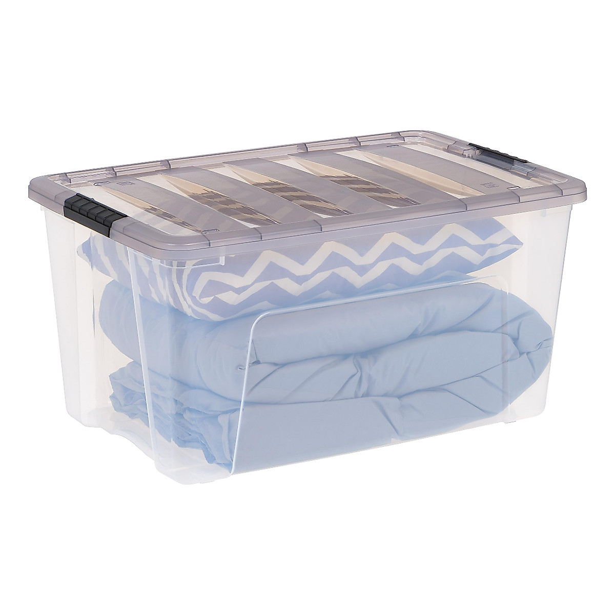 IRIS USA 72 Quart Stack & Pull Clear Storage Box, Gray, 3 Pack