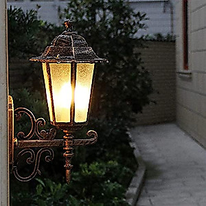BDRPZX European Wall Light,Outdoor Wall Light,Waterproof Ip54 American Country Hexagon Street Home Garden Race Aluminum Wall Lamp Decoration Courtyard Aisle E27 Glass Wall Lantern