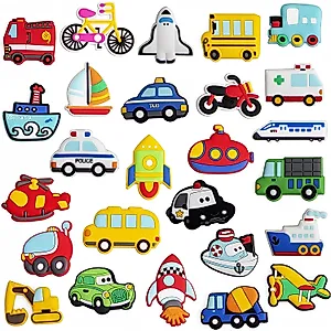 WISESTAR 26PCS Transports Rubber Fridge Magnets for Kids- Aircraft, Boat, Vehicle, Car Refrigerator Magnet for Whiteboard - Educational Toy Tool School Prize Birthday Gift- Kids Over 3 Years