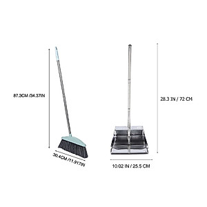 ULTECHNOVO 1 Set Garbage Shovel Cleaning Scraper Long Handle Broom Floor Sweeping Broom Long Handle Dust Pan Broom and Dust Pan Ladlebroom Home Stainless Steel Office Dustpan Indoor