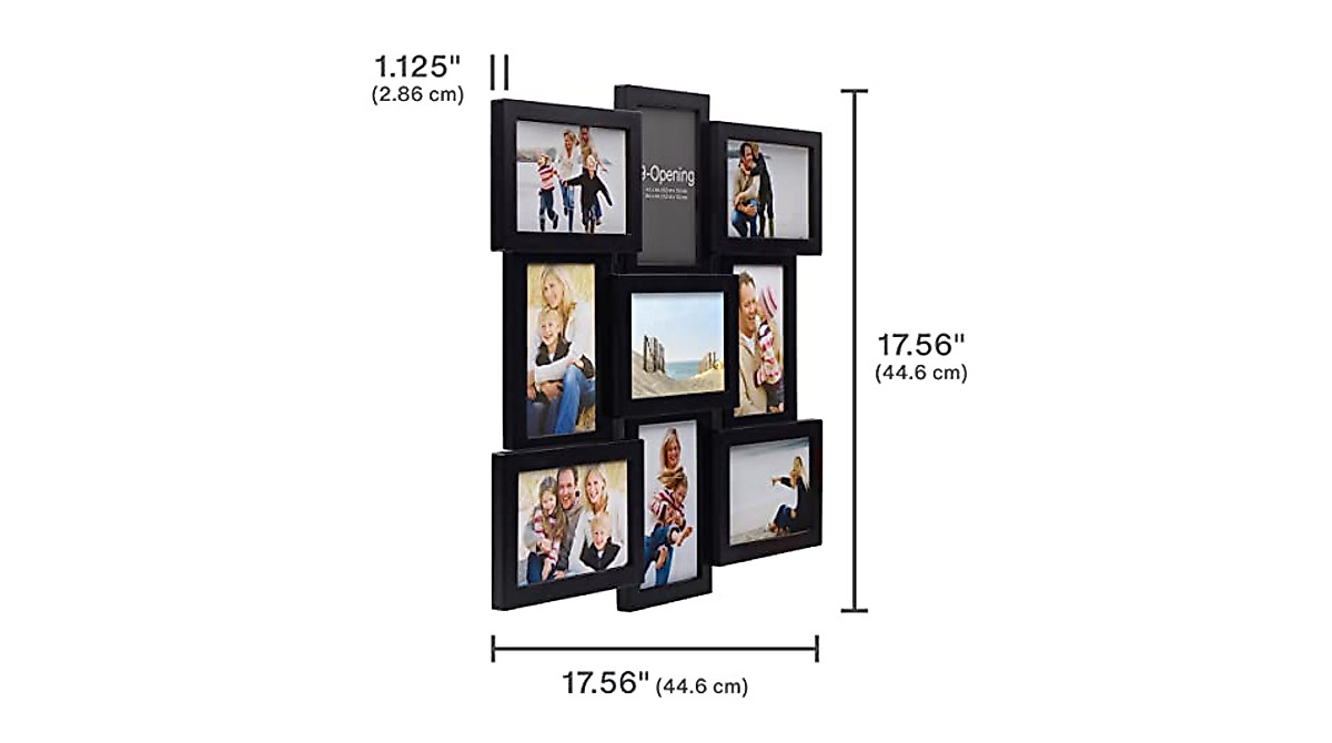 Melannco 9-Opening Photo Collage Frame - Modern Black Display