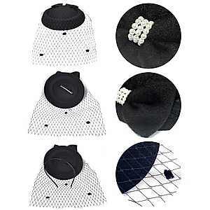 1920s Vintage Fascinators Hats Pillbox Hat with Veil Top Hat for Women Cocktail Tea Party Wedding Halloween Christmas
