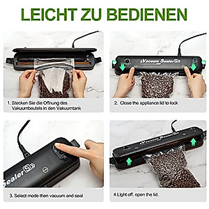 W&Y Food Vacuum Sealer Machine, Dry/Moist/Powders Automatic Vacuum Sealers Machine, Ideal for Food Preservation/Sous Vide Cooking and Food Storage, Compact Design LED Indicator Black