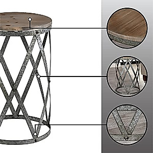 FirsTime & Co.® Westbrook Farmhouse Cottage Galvanized Table, American Crafted, Weathered Brown, 13.5 x 13.5 x 20 ,