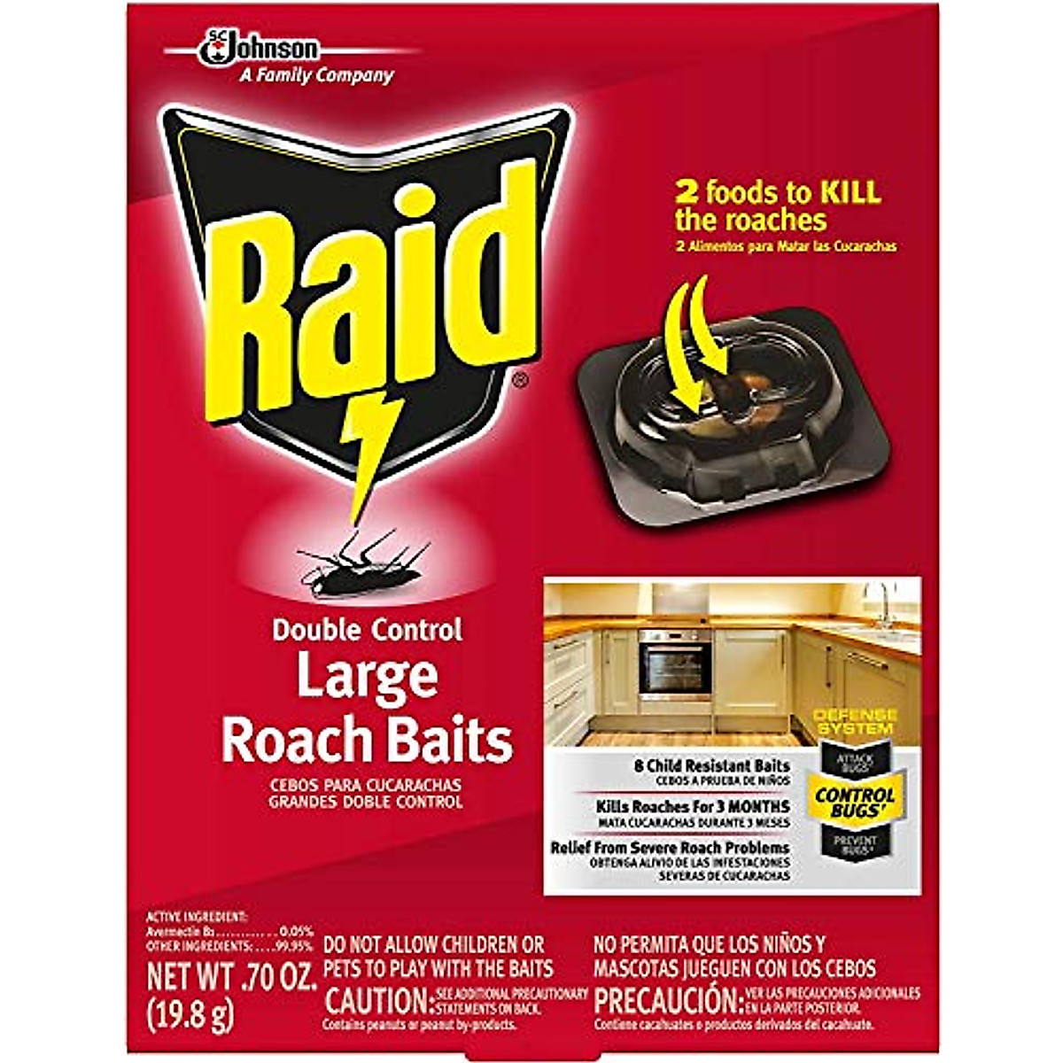 Raid Double Control, Large Roach Baits, 8 CT (Pack - 3)