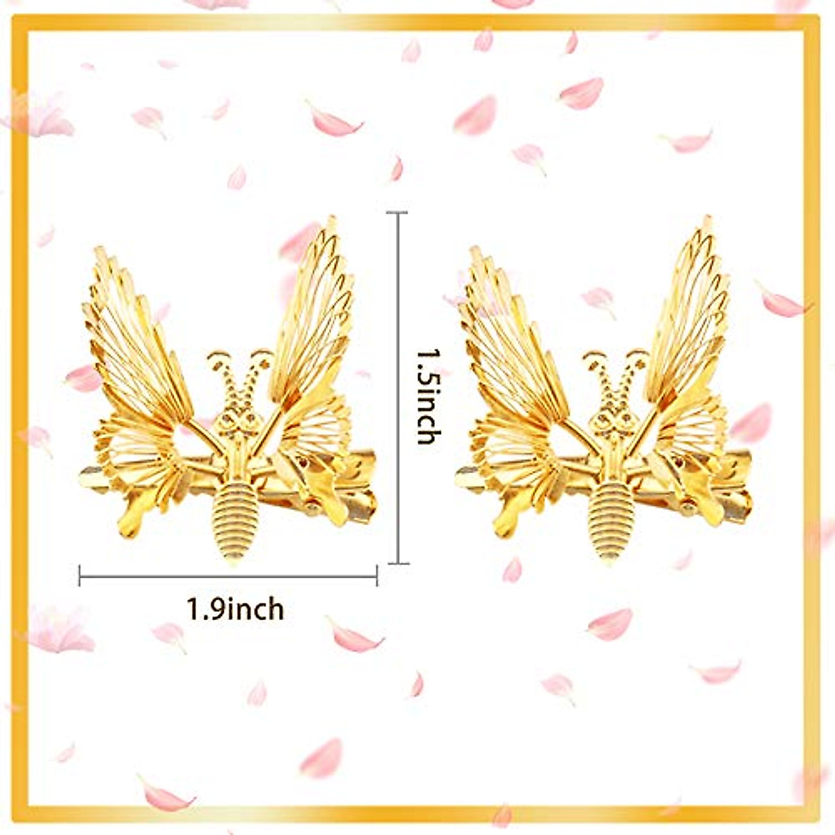 12 Pieces 3D Hair Clips Gold Metal Moving Butterfly Barrettes Clamps Pins Cute Hair Styling Accessories for Women and Girls