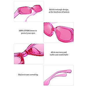 Dollger Rectangle Sunglasses for Women Retro PINK Y2K Sunglasses sugar Party 90s 00s sunglasses Pink