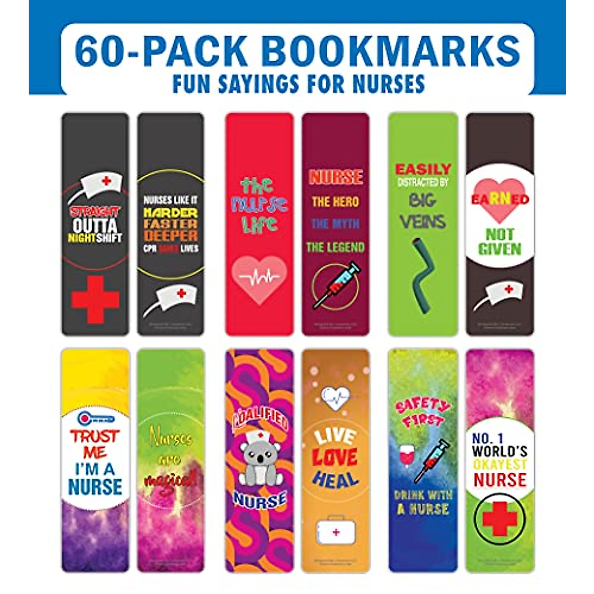 I am a Nurse Bookmarks (60-Pack) – Daily Inspirational Card Set – Interesting Book Page Clippers – Great Gifts for Nurses and Aspiring Nurses