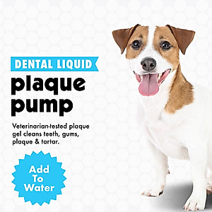 Petkin Dental Liquid Plaque Pump, 16 Fl Oz - Dental Water Additive Cleans Pet's Teeth, Gums, Plaque & Freshens Breath - Invisible Formula Has No Taste, Color, or Smell - for Dogs and Cats