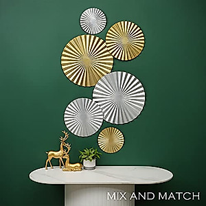 BOTAOYIYI Silver Wall Art Set Of 6, Silver Wall Decor, Metal Modern Accent Large Sunburst Hanging Decorations Above Bed For Home Office Bedroom Bathroom Or Living Room(L-15.7, M-11.8, S-7.9)