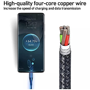 N-Products USB C to USB C Grey Braided Nylon Cable 60W Type C Fast Charging Cord [2-Pack, 6 ft]