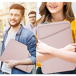 Laptop Case 14 inch, Durable Carrying Sleeve Bag Shockproof Protective Case Cover, Handbags Briefcase Laptop Bag Compatible with 14" MacBook Air/Pro HP Asus Lenovo Notebook Computer, Pink