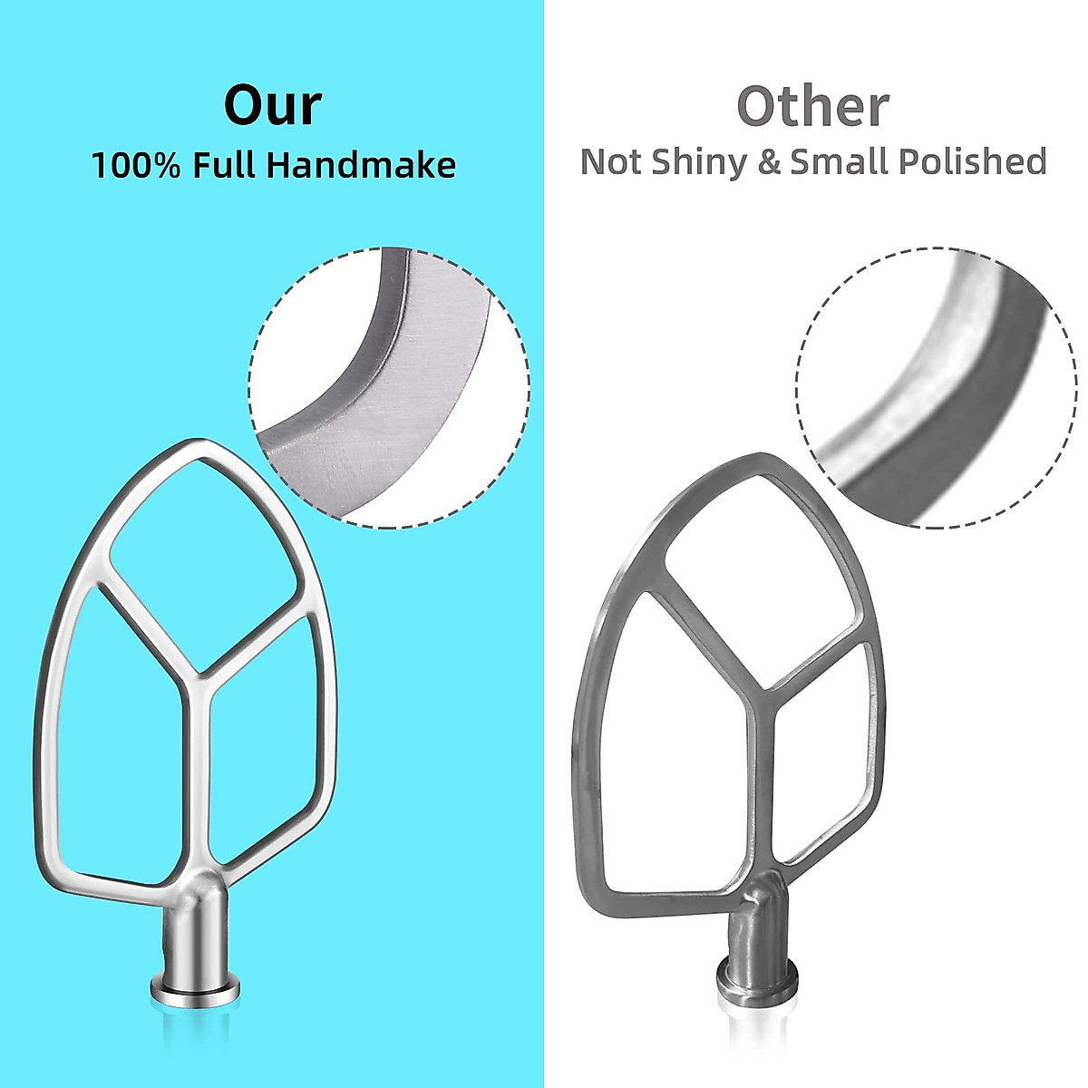 Gdrtwwh Stainless Steel Flat Beater Attachment for KitchenAid 5 & 6-Quart Bowl-Lift Mixer,for Baking - Pastry, Pasta Dough, Mixing Accessory（Dishwasher Safe）