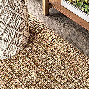 JONATHAN Y NRF103A-5 para Hand Woven Chunky Jute with Fringe Area-Rug, Bohemian, for Bedroom, Kitchen, Living Room,5 X 8,Natural