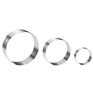 Large Round and Heart Cake Ring Set-4/6/8 Inch Biscuit Cutter Stainless Steel