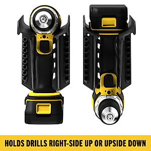 Drill Holder - Power Tool Organizer/Hanger - Wall Mount W/Hex Bit Holder for Cordless Powertools, Impact Drills - Compact Garage Storage Dock