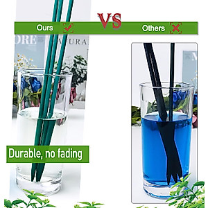 SupKing Plant Stakes,17&12 Inch Wood Plant Sticks 30 Pack Orchid Stake Sturdy Green Bamboo Plant Support Stake Gardening Floral Potted Plant Support