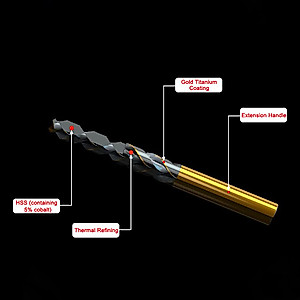 Aopin 2pcs HSS 9/16" Inch (14mm) Metric Gold Cobalt Titanium High Speed Steel Twist Drill Bit,Suitable for Cast Iron,Stainless Steel,Copper, Wood,Plastic,Other Material Products