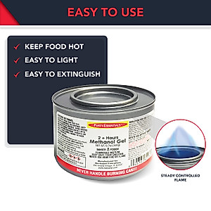 Party Essentials Chafing Dish Buffet Set Serving Kit Food Warmers for Parties Catering Supplies Warming Trays, Canned Methanol Fuel Only, 10-Pack, Multi Color