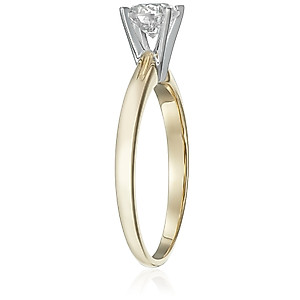 14k Yellow Gold Round Solitaire Diamond Engagement Ring (1/2 cttw, H-I Color, I2-I3 Clarity), Size 8