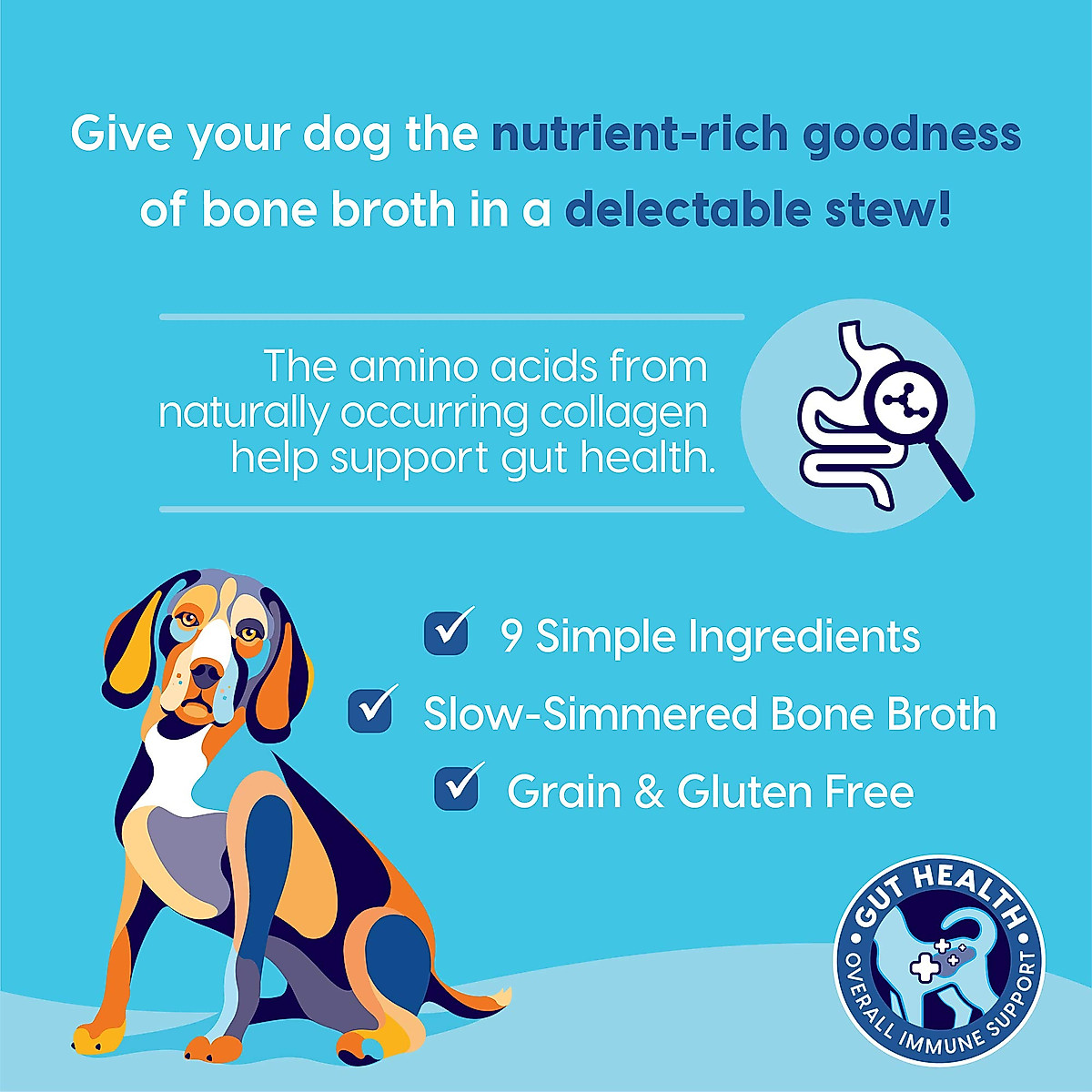 Solid Gold Bone Broth Stew - Dog Food Topper & Dog Treat Rich in Natural Collagen for Gut Health - Grain Free Formula Packed with Protein & Hearty Vegetables - Great for Picky Eaters - 6 Pack