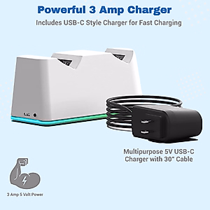 PS5 Charging Dock w/Fast 3A USB-C Power & RGB Base