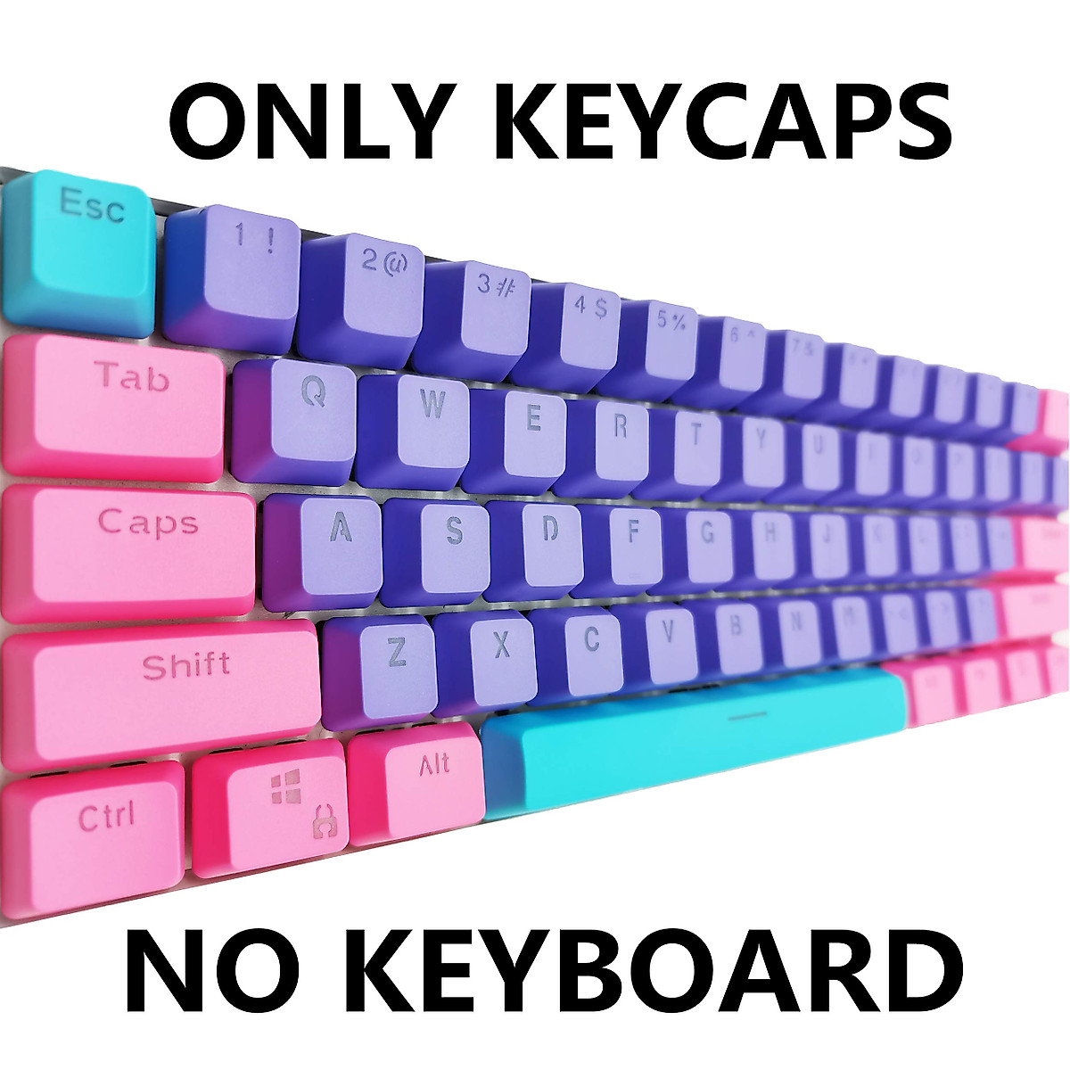 WHYSP 61 PBT Keycaps for 60 Percent Keyboard, Backlit Keycap Set for Mechanical Gaming Keyboard OEM Profile Blue Keycaps with Key Puller for Cherry MX Switches (Peach)