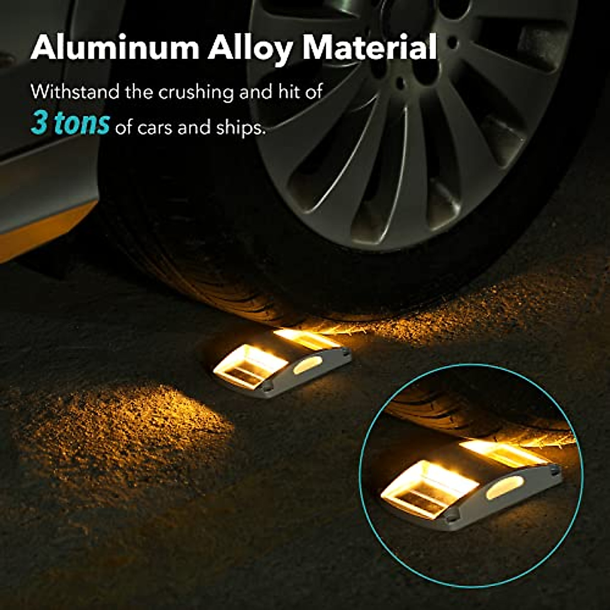 AGPTEK Solar Driveway Lights 4 Pack, Solar Deck Lights Outdoor Dock Marine Lights LED Dock Lights Solar Powered Waterproof Driveway Marker Lights for Warning Step, Sidewalk, Pathway, Garden, Yard