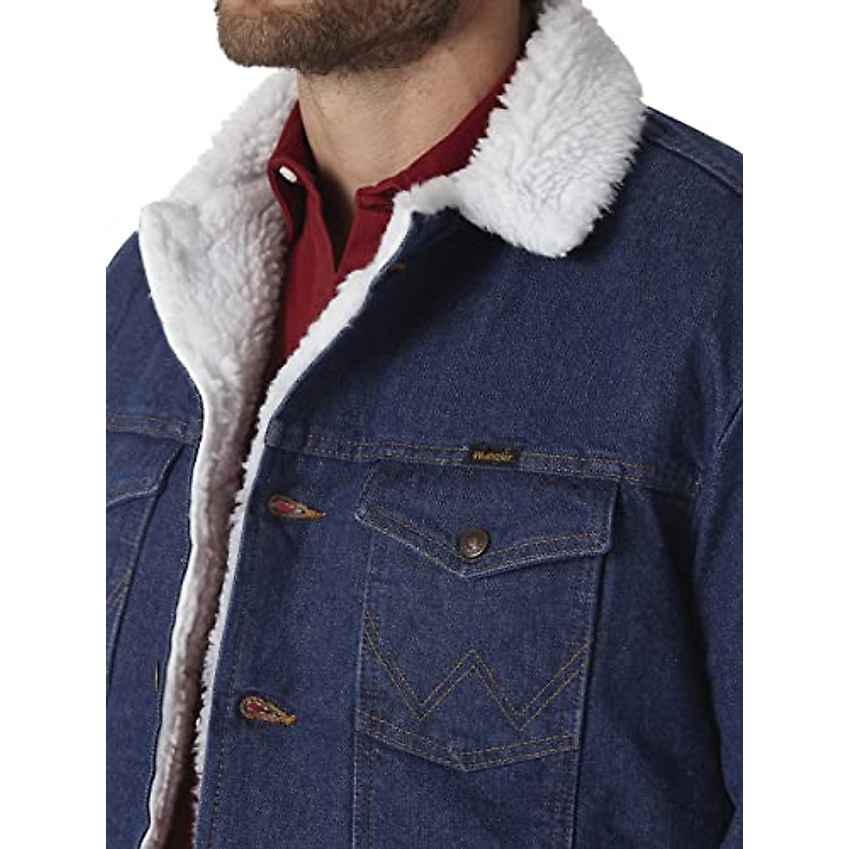 Wrangler Men's Style Cowboy Cut Western Lined Jacket, Denim/Sherpa, Medium