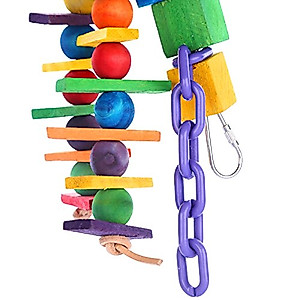 Pure Natural Colorful Wood Parrot Toys, Bvanki18.5 inch L 8.5 inch W Parrot Soft Swing Toy & Rainbow Bridge (Medium).