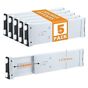 Dntorx 5 Pack Drawer Dividers ABS 3.5" High, 11.7''-17.9'' Adjustable Drawer Dividers Organizers for Clothes Organizers Expandable Separators Dresser Organizer for Clothes Kitchen Utensils Dresser