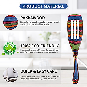 Spurtle Set, Wooden Utensils for Cooking, WOSPONFAN Kitchen Utensils Set, Pakkawood Kitchen Cooking Utensils Set, Apartment Essentials Wood Serving Spatula spoon, Home & kitchen Gift for Women & Men