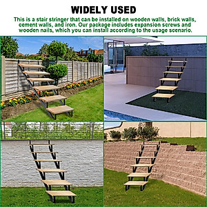 Zwinz Steel Stair Stringer 6 Step, Metal Stair Stringers for Deck Height 49.6 inches, Steel Stair Step Riser for Outside Stairs（2Pack)