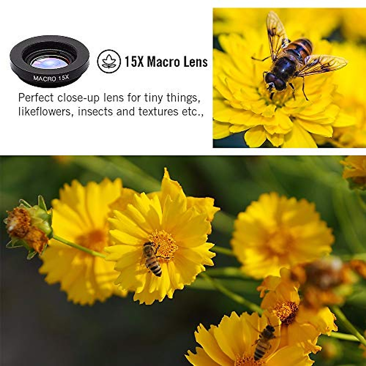 SHUTTERMOON Upgraded Phone Camera Lens Kit for iPhone 13/12/11/X/8/7 Smartphones/Pixel/Samsung/Android Phones Camera. 2xTele Lens Zoom Lens+Fisheye Lens+Super Wide Angle Lens&Macro Lens+CPL (5 in 1)