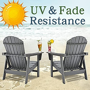 VOQNIS Adirondack Chairs HDPE Use Pool Patio Deck Garden Backyard Fire Pit Chairs (Grey)