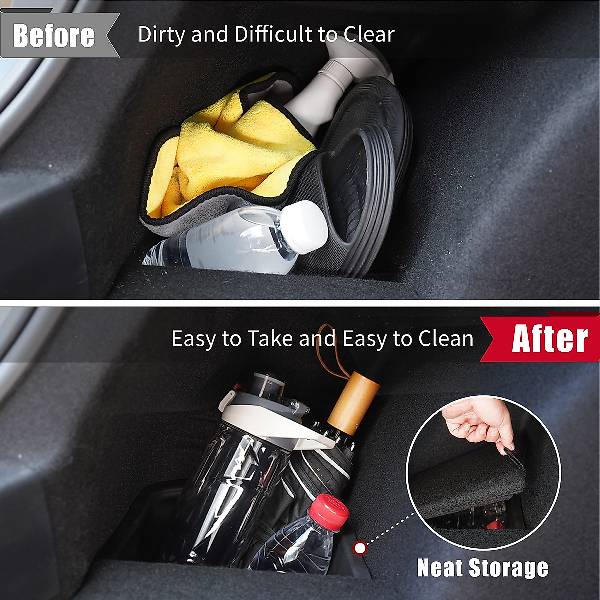 OtriFowd Tesla Model 3 2023 2022 Rear Trunk Side Organizer Storage Box with Lid, Left Side Storage Protector Packets, Waterproof Odorless Side Storage Bins Accessories (DO NOT USE for Highland 2024)