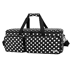 CURMIO Carrying Case Compatible with Cricut Explore Air 2, Cricut Maker, Silhouette Cameo 4 and Cameo 3, Travel Storage Bag with Pockets for Craft Tools and Accessories, Black Dots