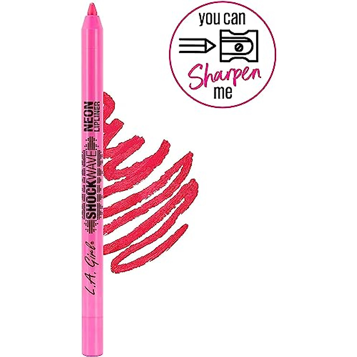 L.A. Girl Shockwave Neon Lipliner, Lipliner Pencil, POP, 0.04 oz.